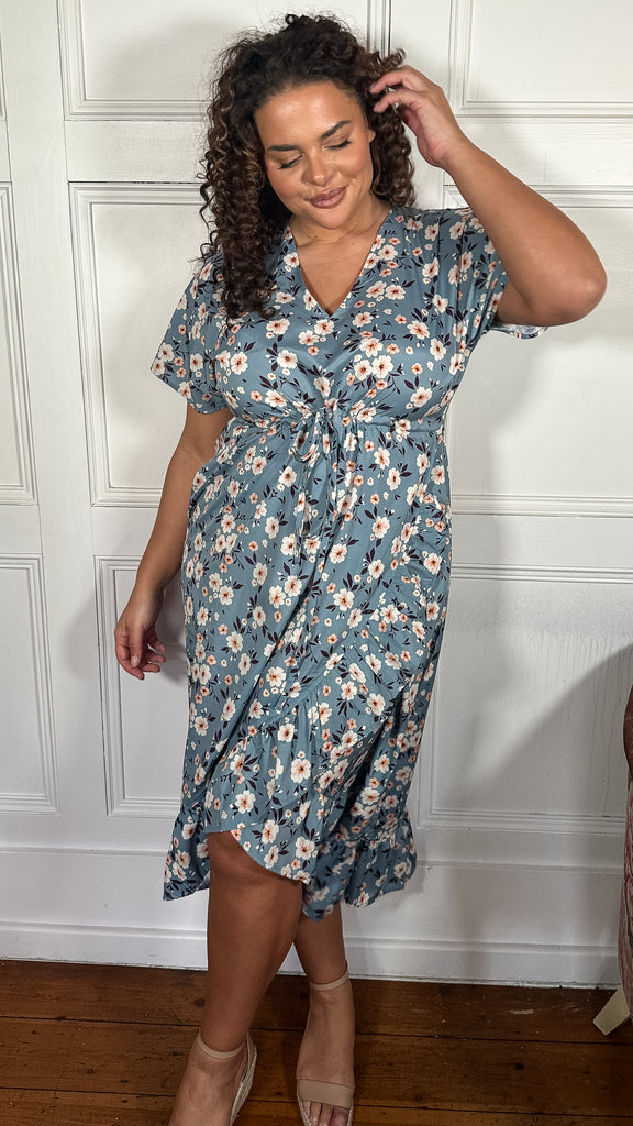 CurveWow Wrap Frill Hem Midi Dress Multi – Curvewow