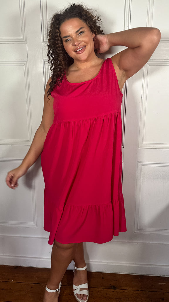 CurveWow Basic Sundress Plain Cerise – Curvewow