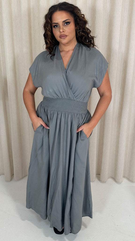 CurveWow Wrap Front Sundress Grey – Curvewow