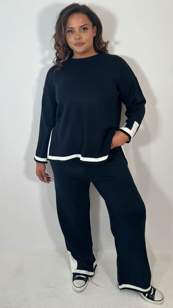 CurveWow Knitted Stripe Hem Co-Ord Navy – Curvewow